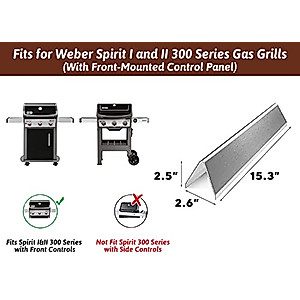 QuliMetal 15.3" Flavorizer Bars for Weber Spirit 300 and Spirit II 300, E310 E320 E330 S310 S320 S330 Series Gas Grills with Front Control Knobs,Grill Parts for Weber 7636, Stainless Steel