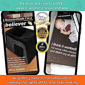 SnoozeShade Pack and Play Blackout Tent - Crib Canopy for Toddler Travel Bed, Award-Winning and Safety Tested Baby Travel Essential to Block 94% of Light, Breathable Tent Cover for Baby Pack and Play