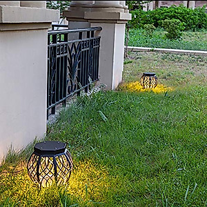 ZZYJYALG Led Black Vintage Hollow Aluminum Waterproof Post Lights European Retro Industrial Outdoor Post Lights Lawn Door Garden Park Home Lighting Pillar Lamps