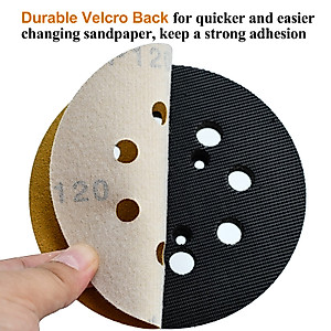 Aiyard 5-Inch 8-Hole Hook and Loop Sanding Discs 120-Grit Random Orbit Sandpaper, 100-Pack