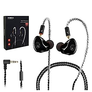 DCMEKA in Ear Monitor Headphones, HiFi Stereo IEM Earphones, Dynamic Dual Driver Wired Earbuds with Detachable Cable, Noise Canceling Headset for Singers Musicians Drummers Audiophile (Black)
