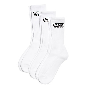 Vans Classic Crew Sock - Boys' - 3-Pack White, 10.0-13.5