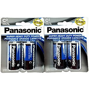 4Pc Size C Panasonic Batteries Super Heavy Duty Power Zinc Carbon