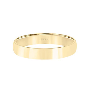Brilliant Expressions 18K Yellow Gold Plated Sterling Silver Low Dome Matte Plain Wedding Band, 4mm, Size 9