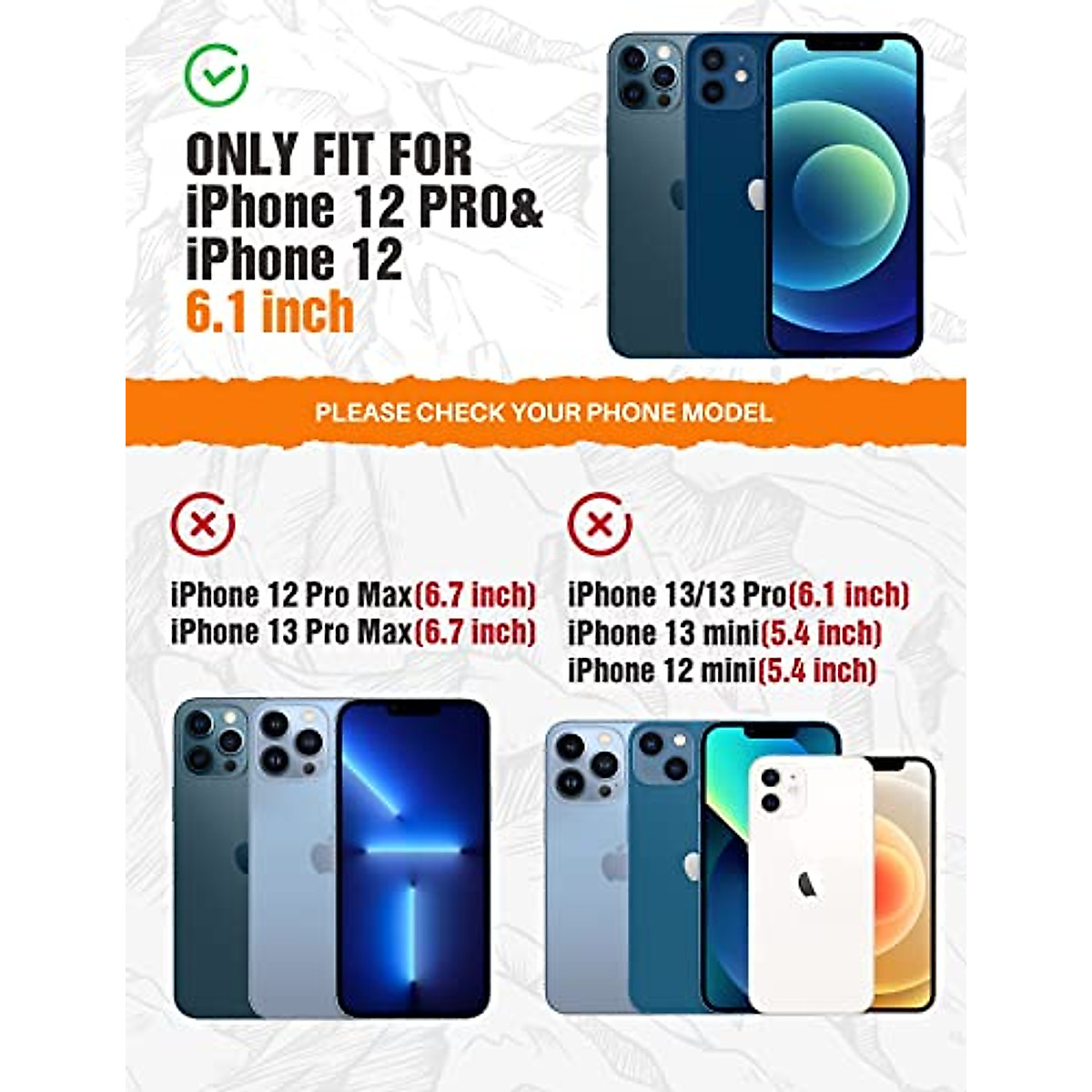 WVM Designed for iPhone 12 Case, Designed for iPhone 12 Pro Case [with 2 Pcs Glass Screen Protector & 2 Pcs Camera Lens Protector] Shockproof Protective Case for iPhone 12/12 Pro 6.1 inch, Black