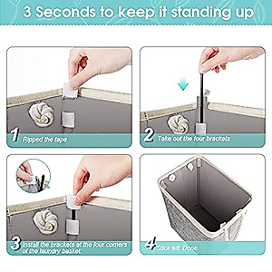 Laundry Basket of the Collapsible Linen,Laundry Hamper with Rope Handles Built-in Lining with Foldable Brackets Laundry Storage Baskets for Bathroom,Toys and Clothing Organization