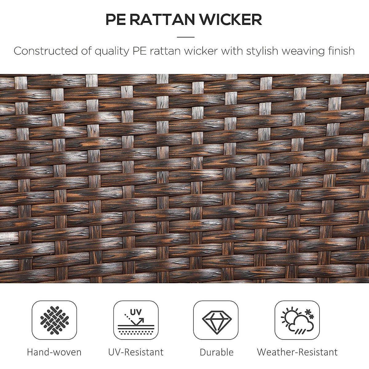 Outsunny Stackable PE Rattan Outdoor Dining Chairs with Cushions, Set of 2 Patio Wicker Dining Chairs with Armrests and Backrest for Patio, Deck, Blue