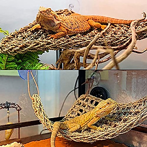 Hamiledyi Large Reptile Hideout Wood Bridge Ladder Hiding Hut Bearded Dragon Hammock Lizards Habitat Decor Climbing Accessories Tortoise Hide Cave Toy for Gecko Snake Chameleon Gecko Iguana