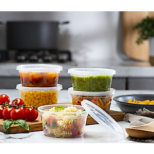 Elegant Disposables 12 OZ - 24 Sets Plastic Deli Food Storage Containers with Airtight Flexible Lids Microwavable, Leak Free, Washable, Freezer Safe.