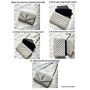 From HER Purse Organizer Insert Conversion Kit with Gold Chain Felt Handbag (Black)