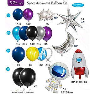 Outer space balloon garland arch kit chrome blue purple and astronaut rocket planet balloon for 2 The moon Space Theme Party galaxy Decorations