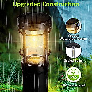 HAARAY Solar Pathway Lights Outdoor Waterproof, Solar Powered Landscape Path Lights with 2 Brightness Modes, Auto On/Off Solar Garden Lights for Yard, Lawn, Walkway, Driveway, Warm White, 2 Pack
