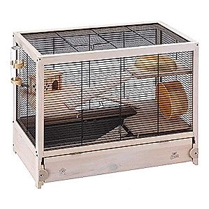 Ferplast HAMSTERVILLE Hamster Habitat Cage, Sturdy Wooden Structure, Black