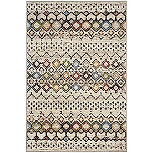 SAFAVIEH Amsterdam Collection Area Rug - 5'1" x 7'6", Ivory & Multi, Moroccan Boho Design, Non-Shedding & Easy Care, Ideal for High Traffic Areas in Living Room, Bedroom (AMS108K)