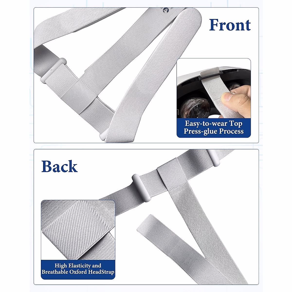 Head Strap for Oculus Quest 2 Headset, Original Replacement Head Strap Compatible with Meta Quest 2 Headstrap with 4 Pcs Controller Thumb Grip Caps，for Oculus Quest 2 HeadStrap，Original Head Strap