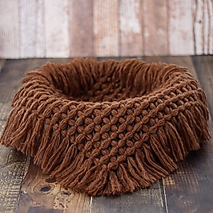 Zeroest Newborn Photography Baby Posing Layer Props Basket Filler Stuffer Mini Blanket Photoshoot HandKint Photo Wool Wrap (Coffee)