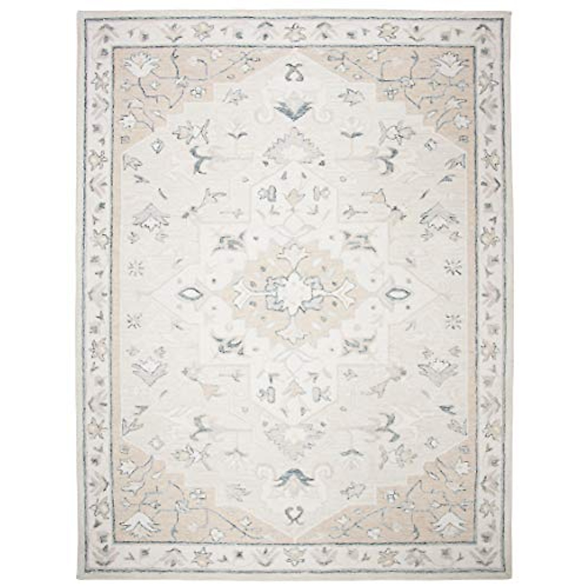 Safavieh Micro-Loop Collection 8' x 10' Beige/Ivory MLP505B Handmade Medallion Premium Wool Area Rug