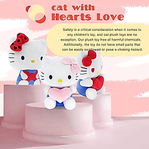 Ahlsense Couple Cat Stuffed Animal with Hearts Love Cat Plush Cute Kitty Plush Pillow Soft Animal Stuffy Doll Toys Valentine’s Day Gifts for Girlfriend (Pink)