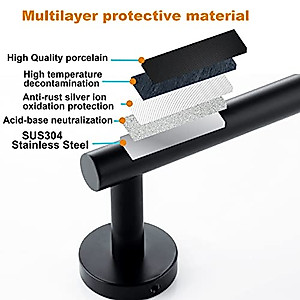 Hand Towel Holder for Bathroom, Matte Black Hand Towel Bar, SUS304 Stainless Steel Hand Towel Hanger, Wall Mounted Small Hand Towel Ring, 9 Inch Round Heavy Duty Towel Rack for Bathroom, Kitchen