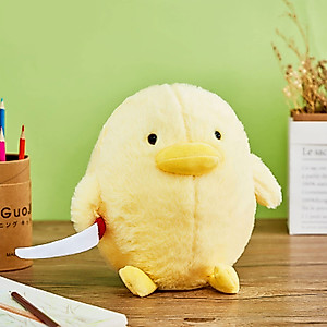 Honganda Cute Duck with Knife Plushies Toy, Soft Stuffed Animal Plush Doll Toys, Plush Throw Pillow Gifts for Kids Adults (Yellow)