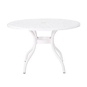 Christopher Knight Home Simon Outdoor Aluminum Round Dining Table, White