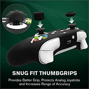 Fosmon Non-Slip Skin Protective Case Cover Compatible with Xbox Series X/S Controller (2 Pack - Black), Sweat Proof Silicone Rubber Gel Skin with 8 Thumb Grips Analog Cap