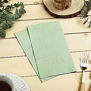 Dinner Napkins Paper Hand Towels Disposable Cocktail Napkins Dinner Napkins for Wedding, Birthday, Events, Guest Bathroom, Bridal Shower Party Favors, 13 x 15.75 Inch (Sage Green, 100 Pcs)