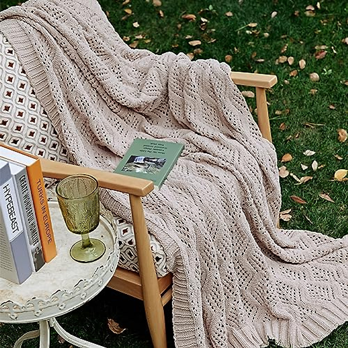 Naiveferry Knitted Throw Blanket with Tassel Brown, Super Soft Cozy Lightweight Fluffy Blanket Warm Woven Decorative Blankets for Women Men Bed Sofa Chair Couch Cover