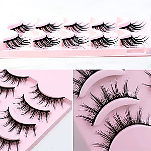 Anime Cosplay Manga Lashes,15mm 3D Wispy Spiky Lashes for Natural Look Reusable 5 Pairs Fake Eyelashes,Perfect for Japanese Anime Fans,Get Stunning Eyes.
