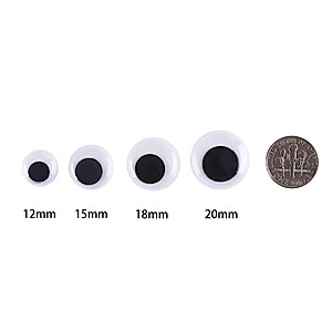 DECORA 200 Pieces 12mm-20mm Peel and Stick Wiggle Googly Eyes for DIY Craft Scrapbooking Decoration