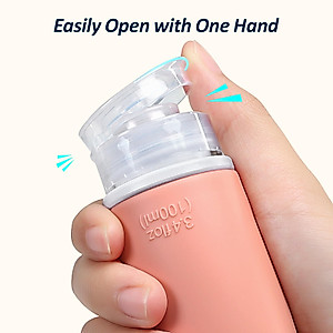 PACKISM TSA Approved Toiletry Bag with Bottles - Travel Essentials 8 Pack Leakproof 3.4oz Silicone Travel Bottles for Toiletries, Shampoo Conditioner Lotion Body Wash BPA Free, Pink