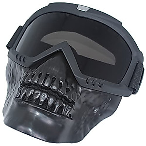 Skull Motorcycle Goggles with Removable Face Mask，Anti-UV Adjustable MX Riding Offroad Cycling Motorbike Protective Glasses Dirt Bike ATV Motocross Eyewear Racing Combat Tactical Military Goggles