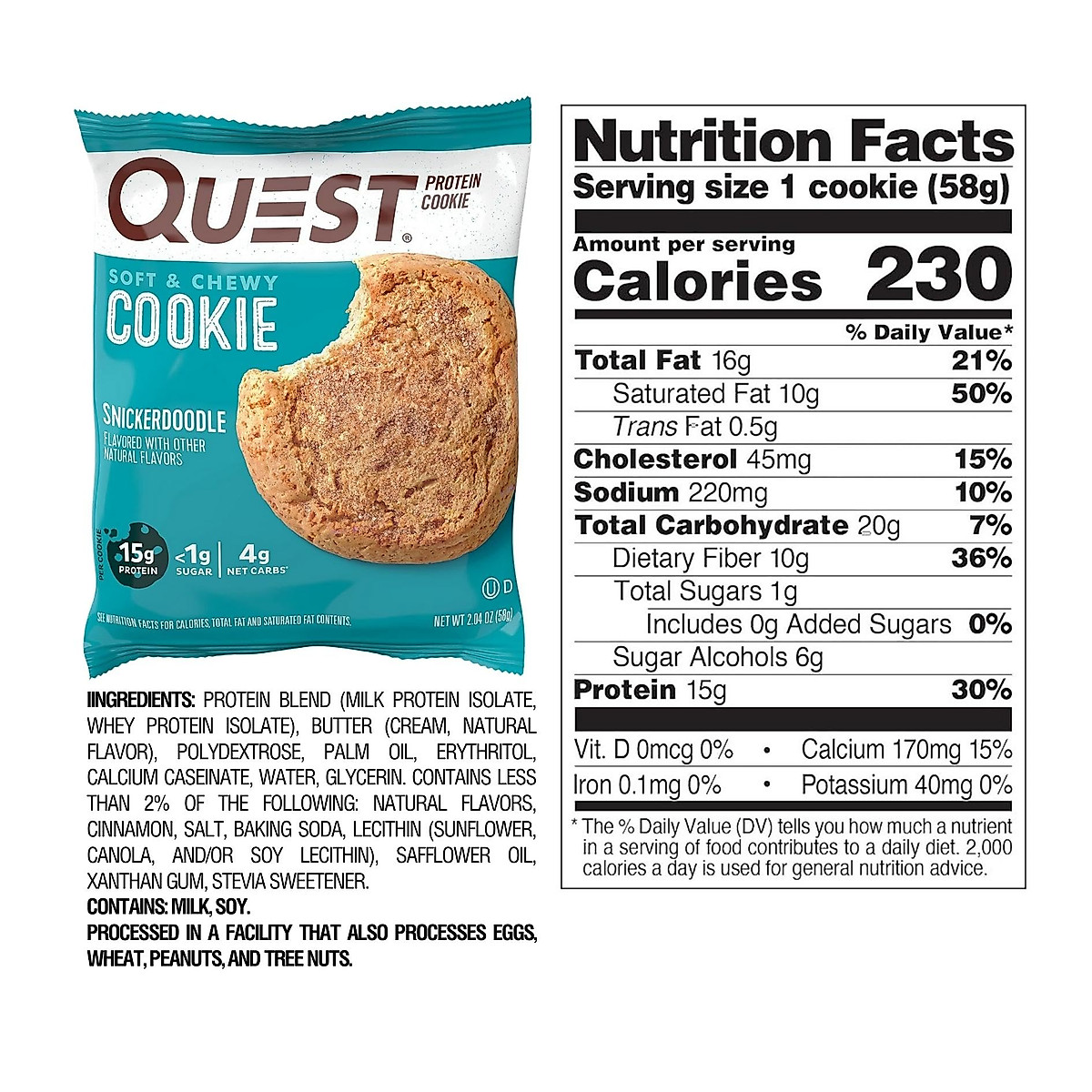 Quest Protein Cookie Variety Pack of 5 Flavors (10 Count) High Protein Low Carb Snack Bundle by ZIGGALOU®