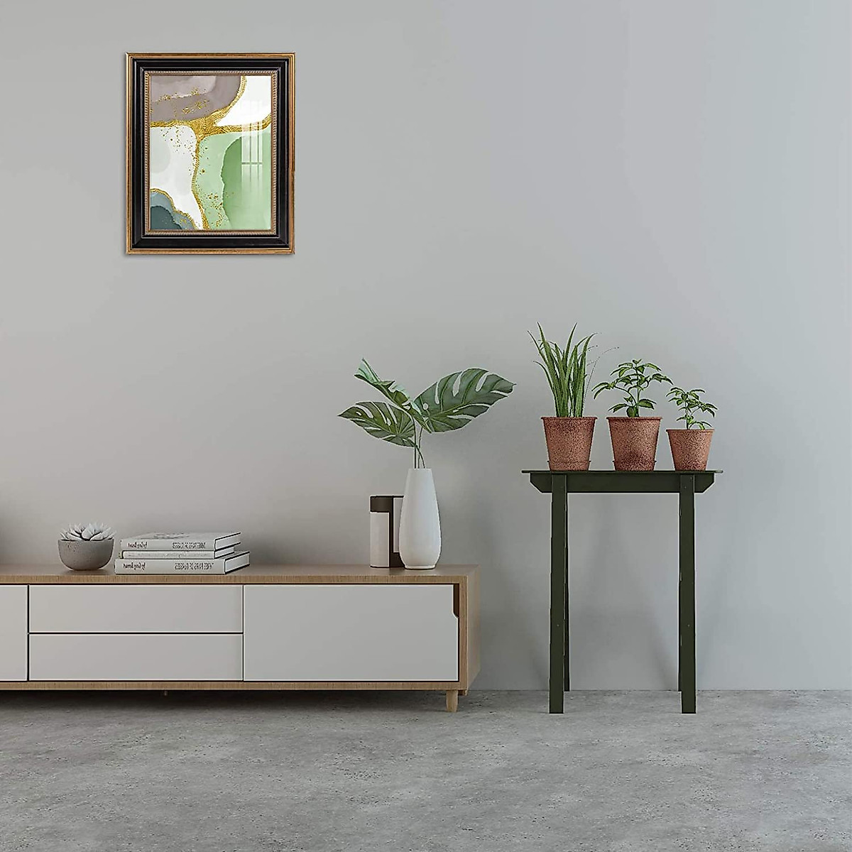 Space Art Deco, 11x14 Picture Frame with Mat for 8x10 Photo or Display 11x14 Poster/Photo/Print Without Mat, Shatter Resistant Glass Wall Mounting (Ornate Gold/Black)