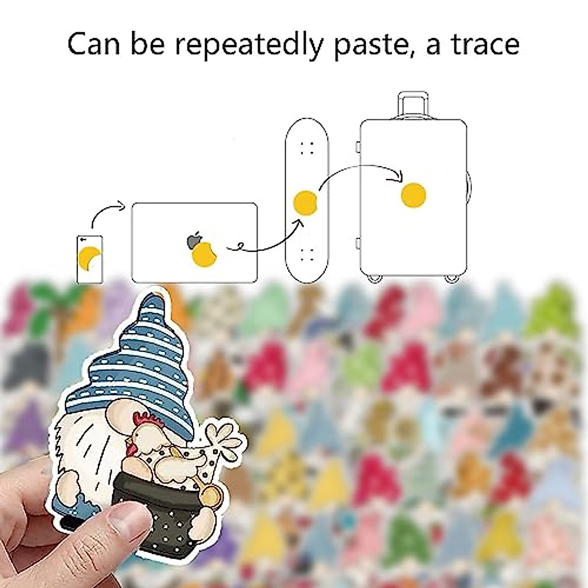 100pcs Gnome Stickers Vinyl Waterproof Stickers for Laptop, Water Bottle, Skateboard, Gnome Party Favors Gnome Decals Gifts, Scrapbooking, Guitar - Fun for Kids, Teens, Adults