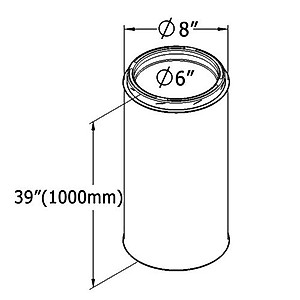 6" x 39" Class A, All Fuel, Double Wall, Insulated, Stainless Steel "Chimney Pipe" 6" Dia. x 39" Length