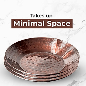 RYARDS Copper Spoon Rest for Stove Top - Hammered Copper Utensil Holder & Kitchen Accessories - Farmhouse Handmade Rustic Utensil Holder for Countertop - Act as Coffee Bean Tray, Jewelry Dish