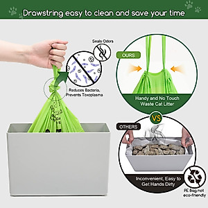 90 Count Biodegradable Cat Litter Bags Compatible with Meo* Self-Cleaning Litter Box, Pet Automatic Waste Drawer Liners, Drawstring Kitty Compostable Poop Replacement Bags (18.1" x 15")