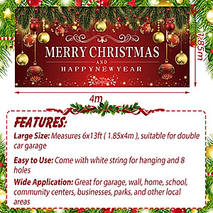 Newwiee Christmas Holiday Garage Door Banner Decorations 6 x 13 ft Happy New Year Outdoor Cover Mural Decoration 2024 Large Christmas Backdrop Merry Christmas Ornament Double Car Garage Door Banner