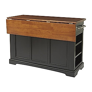 OSP Home Furnishings Country Kitchen Island, Distressed Black