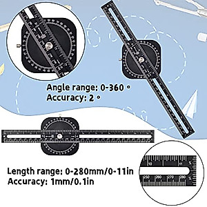 General Tools Angle Protractor, 2 in 1 Angle Finder Ruler with 11inch/280mm, 0 to 360, Rust Proof Angle Finder Featuring Precision Laser Engraved Scales for Carpenters & Woodworking Hobbyists
