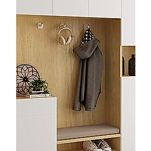 Fysupotsu Adhesive Shower Hooks for Towels, Self Adhesive Shower Hanger Hooks, Modern Shower Towel Hook for Wall Bathroom Hanging Coat, Hat, Towel Robe Hook Rack Wall Mount 4-Packs (White)