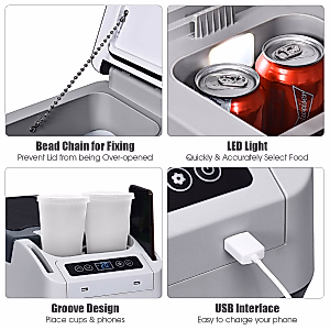 COSTWAY Portable Car Refrigerator, -4°F to 50°F, 12L Compact RV Fridge Cooler with Operating Panel, Electric Fridge for Vehicle, Travel, Camping, Outdoor and Home Use