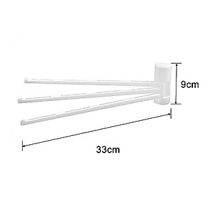 uxcell Rotation Towel Rack Bathroom Swivel Towel Bar 3 Multi Fold-able Arms Rotation Organizer Swing Towel Shelf Space Saving Hanger Kitchen Hand Towel Holder White