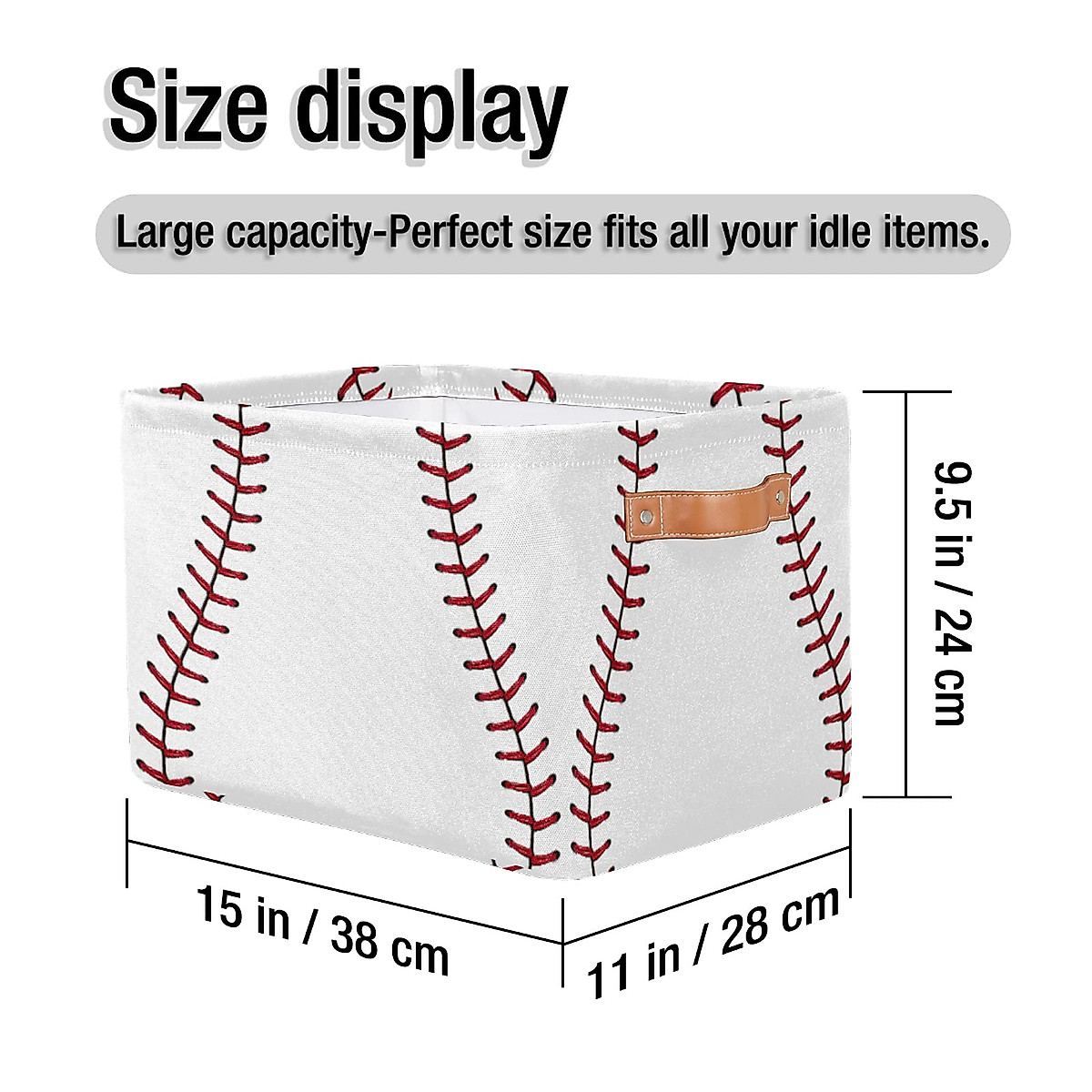 Foldable Storage Baskets, Baseball Cube Organizer Bins with Dual Handles Nursery Closet Shelf Storage Box for Clothing, Books, Cosmetic, Toys, 15"x11"x9.5"