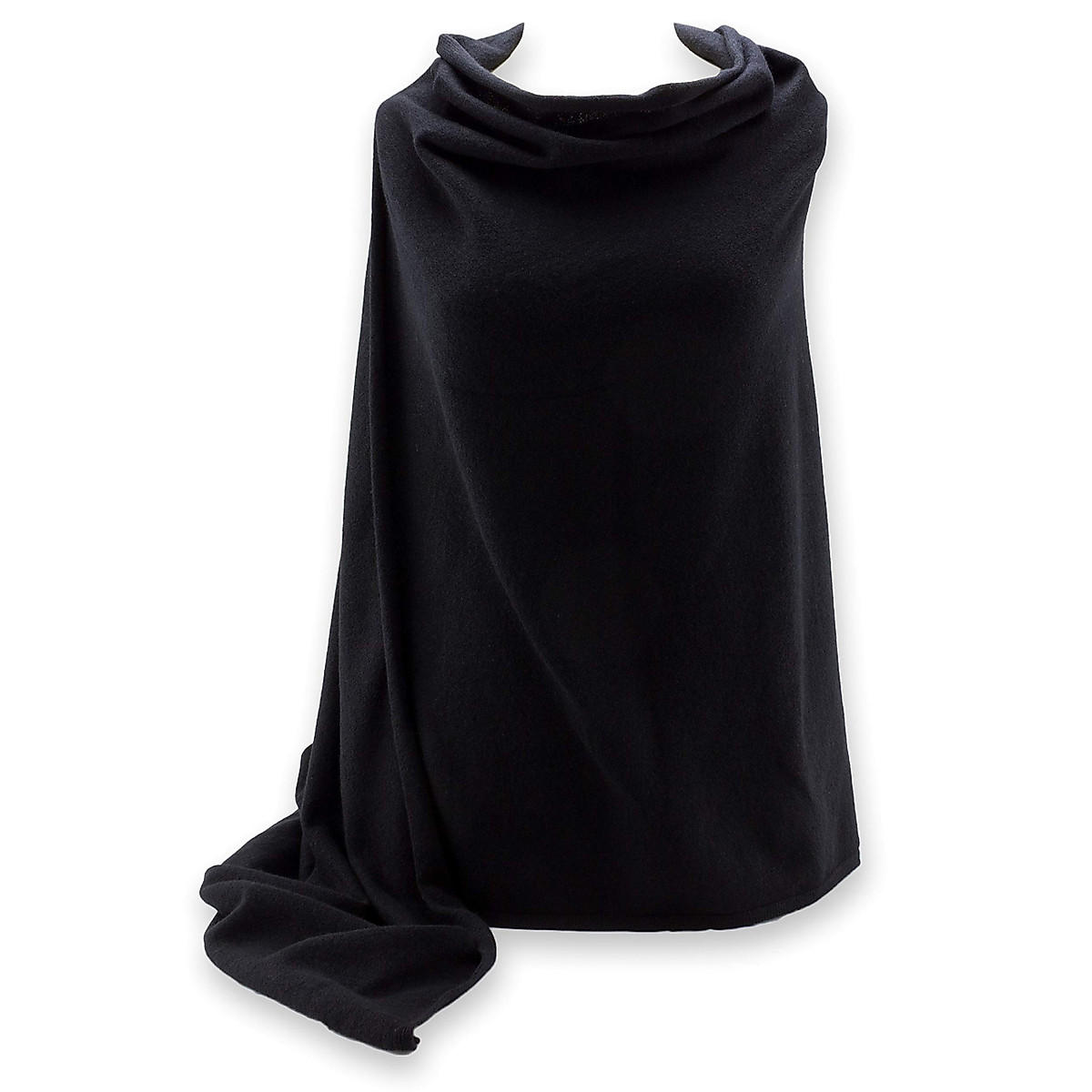Jet&Bo 100% Cashmere Lightweight Travel Wrap, Shawl & Scarf Black, Storage Bag + Gift Box