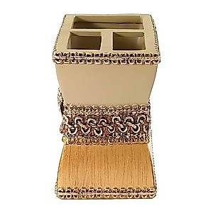 Avanti Linens 11166BGTE Braided Medallion Toothbrush Holder, Medium, Multicolor , Gold