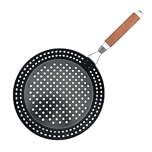 Generic Grill Pan With Folding Handle BBQ Pan, Grill Skillet Pizza Grill Pan (11"") Grill Pan Perfect For Fry Chapati Cooking Vegetables and Seafood, Black
