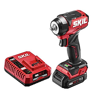 SKIL PWR CORE 12 Brushless 12V 3/8 In. Compact Impact Wrench Kit with 3-Speed & Halo Light Includes 2.0Ah Lithium Battery and PWR JUMP Charger - IW6744A-10