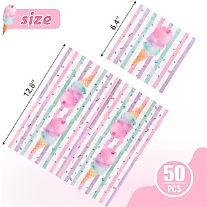 WERNNSAI Ice Cream Party Supplies - Disposable 3 Ply Pink Sweet Ice Cream Themed Birthday or Baby Shower Party Luncheon Dessert Napkins for Girls Pool Summer Celebration